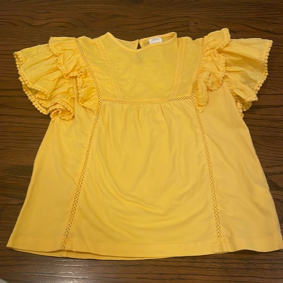 Zara | Shirts & Tops | Zara Yellow Poofy Sleeve Top | Poshmark